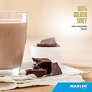 Maxler 100% Golden Whey Protein - 22g of Premium Whey Protein Powder per Serving - Pre Post Intra Workout - Fast-Absorbing Whey Hydrolysate, Isolate & Concentrate Blend - Milk Chocolate Protein 5 lbs