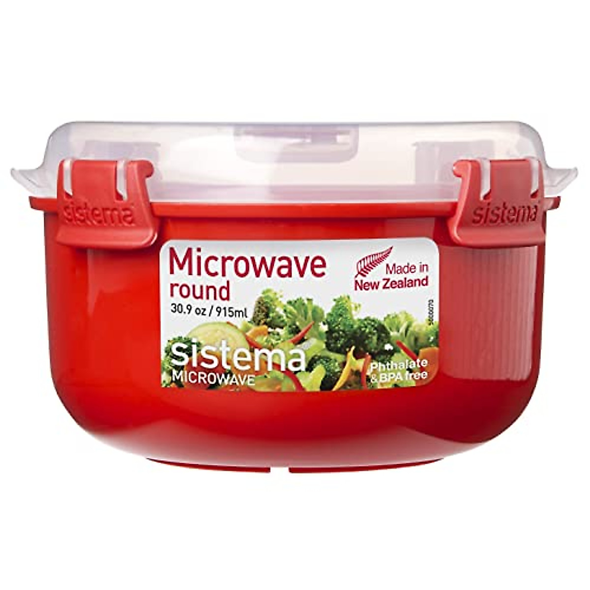 Sistema Microwave Cookware Bowl, Round, 30.9 Ounce/ 3.8 Cup, Red