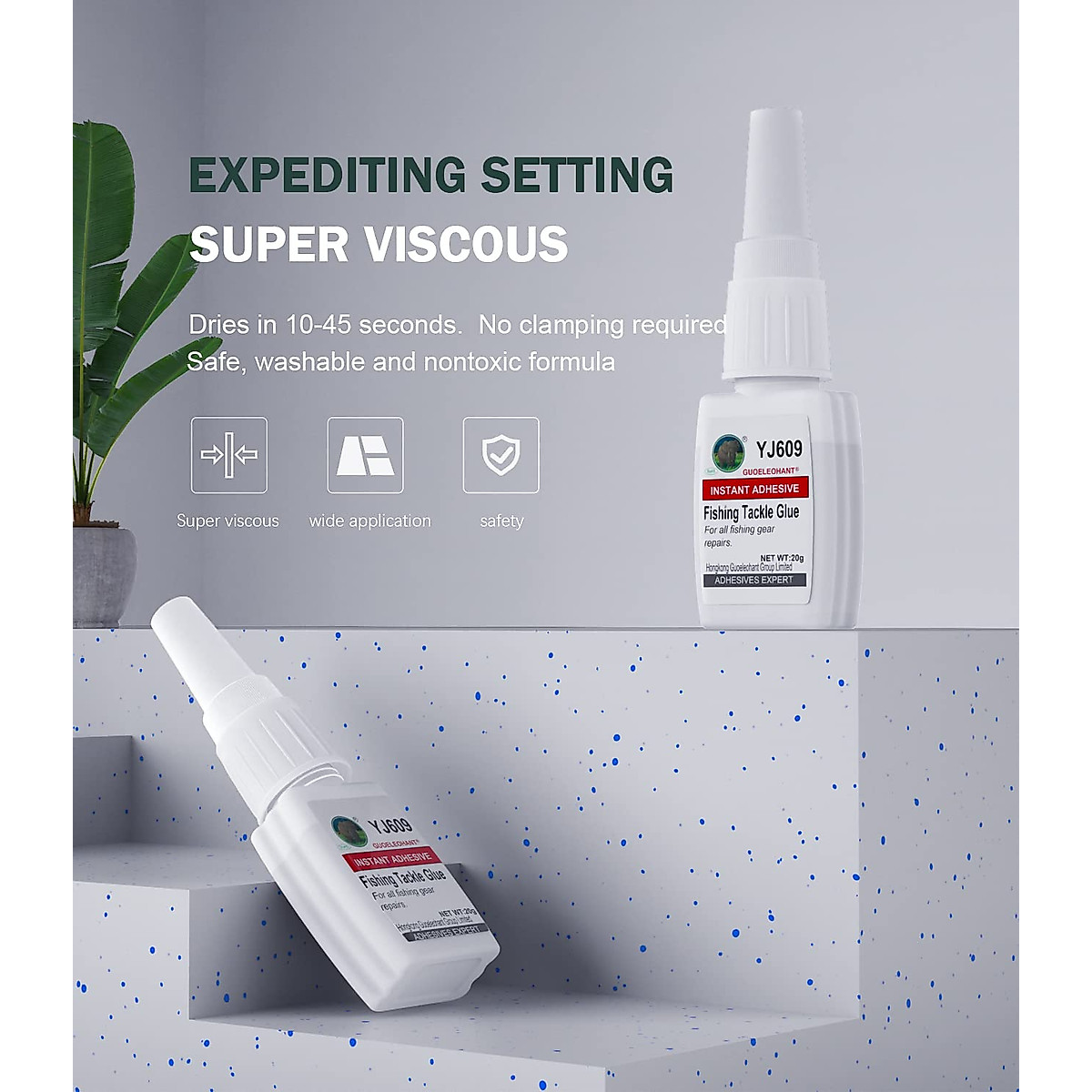 Weglau Fishing Tackle Glue, Fast Bonding Fishing Rod Glue, Suitable for all fishing gear repairs such as bar and rope connection, fishing rod crack repair, bracket repair, drift box repair, etc. - 20g