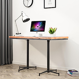 GWAREZ 47.2'' Length Rectangle Solid Wood Top Dining Table with Steady Tripod Base for Dining Room, Kitchen - Black