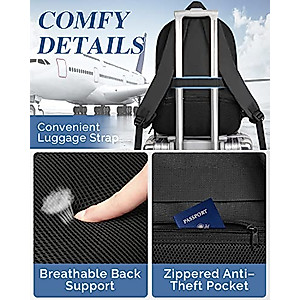 Anti Theft Travel Backpack for Men, 17 Inch Laptop Backpack with USB Charging Port & Lock, Large TSA Water Resistant Lockable Lightweight Casual Daypack College Business Work Computer Bag, Black