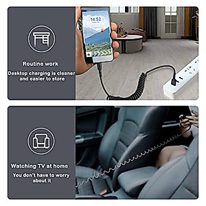 GELRHONR Retractable USB Type C Cable,Coiled USB A to USB C (3A 60W) Fast Charging and Data Cable for S10,S20,S22,Note 10 9, Pixel 4XL,Switch,OnePlus 5,Other USB C Device - Black/(Max 1.5M/4.9Ft)