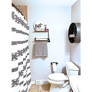 QEEIG Floating Shelves Bathroom Decor - Wall Shelf with Towel Bar Farmhouse 16 inch Set of 2, Rustic Brown (FS636)