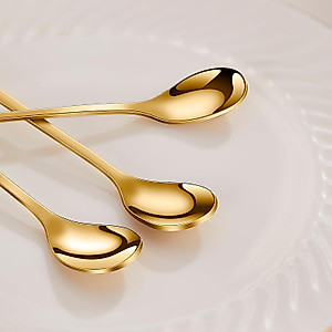 SGVRPVZ Gold Tulip/Rose Handle 12-Pcs Mini Coffee Spoons Set - 6" Stainless Steel for Espresso, Tea, Dessert - Ideal for Demitasse & Small Servings