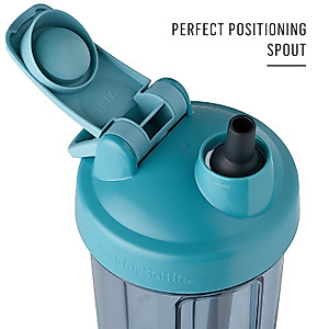 BlenderBottle 2-in-1 Shaker Bottle and Straw Cleaning Brush, 1 Pack & Reusable Silicone Straws for BlenderBottle Shaker Bottles, Black and Blue (2 Pack)