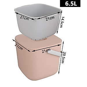 ASelected 2 Sets Kitchen Food Waste Compost Caddy Bin, Countertop Bin, 6.5L, for Food Waste Recycling, Plastic Container with Removable Filter Inner Bucket, with Lid and Handle, Light Coffee