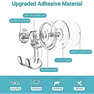 Teletrogy Shower Razor Holder, 4Pack Heavy Duty Adhesive Hooks Damage Free Shower Hooks DIY Assemble, Waterproof Razor Suction Cup Holder for Bathroom, Kitchen, Shaver, Towel, Loofah, Christmas Wreath