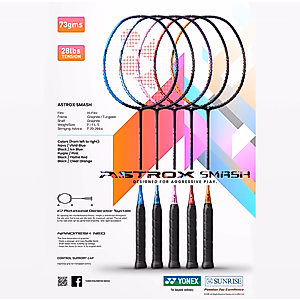 X Astrox Smash Graphite Badminton Racquest with Full Cover (Black Flash Red) | for Beginner Players | 73 Grams | Maximum String Tension - 28lbs | Ultra Light