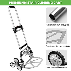 180lbs Stair Climbing Cart Hand Truck - Stairs Climber Cart for Groceries with Adjustable Handle Lightweight Folding Stair Climbing Dolly Cart Stair Climber Dolly for Shopping, Moving & Office