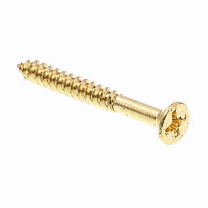Prime-Line 9035242 Wood Screw, Flat Head Phillips, #8 X 1-1/2 in, Solid Brass, Pack of 25