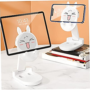 Mikikit Rabbit Ear Phone Holder Car Tablet Mount Tablet Mount for Car Desktop Tablet Stand Portable Phone Bracket Tablet Stand for Desk Car Cellphone Holder Telescopic Pp Telephone White