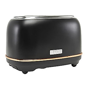 Haden Heritage Toaster, Wide Slot with Removable Crumb Tray and Settings (Black/Copper, 2 Slice)