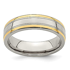 Diamond2Deal Edward Mirell Titanium and 14k Gold 6mm Miligrain Wedding Band Ring