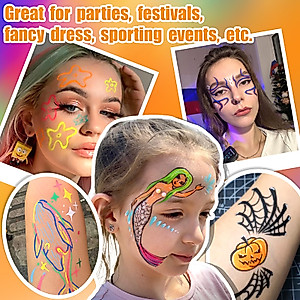 Drawdart 18 Colors Face Painting Markers, Water Resistance Sweatproof Halloween Face Body Paint Markers, Waterproof Tattoo Pen, Anti Smudge Face Paint Markers for Halloween Party Kids Adults