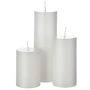 Shihanee 36 Pcs Pillar Candles and Glass Cylinder Vases Cylinder Candle Holders for Slim Pillar Candles Wedding Centerpieces(2.6'' X 4.7'', 5.9'', 7.9'',Clear,White)