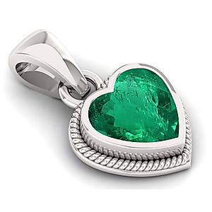 SirDaksh 3.25 Carat Natural Emerald Heart Shape Locket Necklace For Women