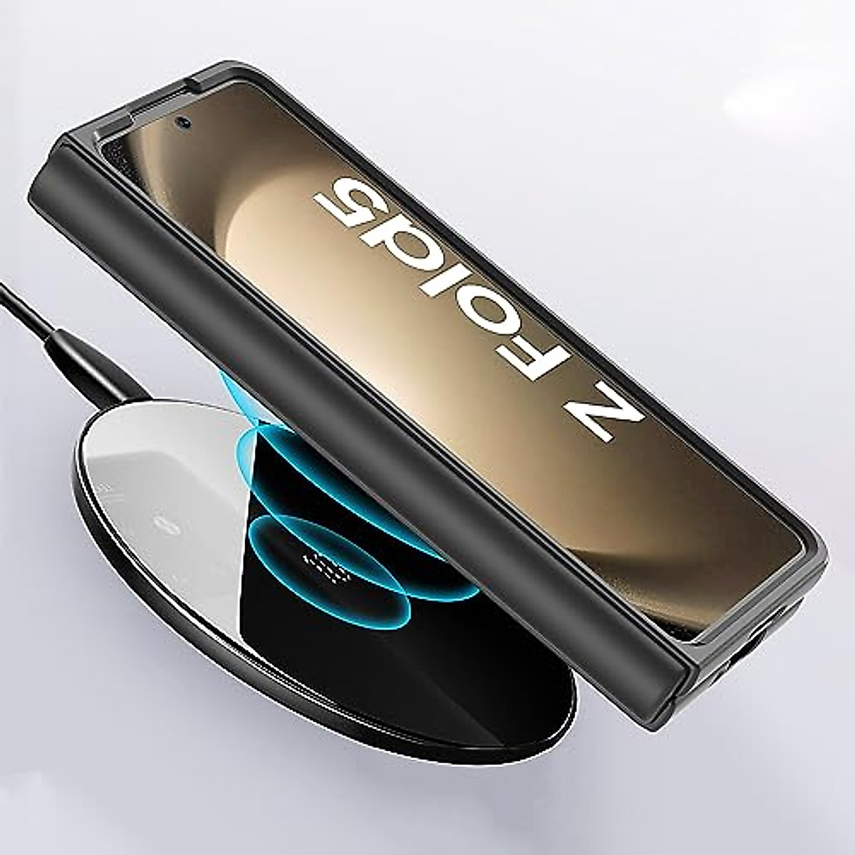 NKase for Samsung Galaxy Z Fold 5 Case, Samsung Z Fold 5 Case Cute Hard Slim Cover Galaxy Z Fold 5 Case Shockproof Women Girls Men Protective Case for Galaxy Z Fold 5 5G Case, Gold/Blue Butterfly