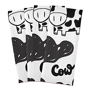 SLHKPNS Milk Cow Cartoon Kitchen Dish Towel Set of 1, Kawaii Moo Childish 18x28in Absorbent Dishcloth Reusable Cleaning Cloths for Household Use