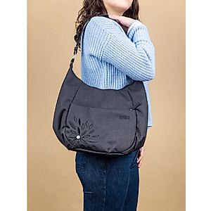 HAIKU Amble Hobo Bag with Removable Shoulder Strap and Adjustable Crossbody Strap, Black in Bloom