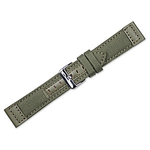 deBeer Nylon Watch Band - Nylon Canvas with Leather Trim - Olive - 22mm
