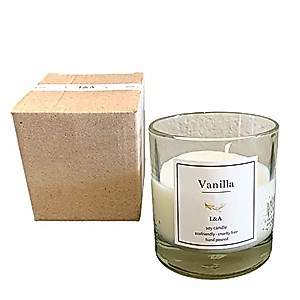 Aromatic Soy Scented Candles Vanilla. Handmade in Glass Jar Covered. Perfect for Gift, Décor, and Parties.