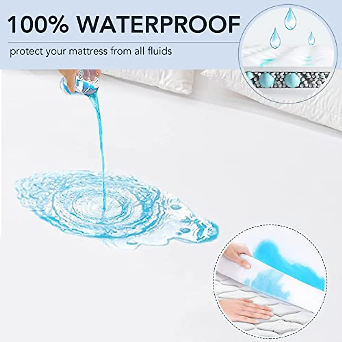 Full Size Mattress Protector 2 Pack Waterproof Mattress Cover Soft Breathable Noiseless Full Mattress Pad Cover Quilted Fitted with Deep Pocket Bed Covers for Pets Kids Adults Full 54"x 75"