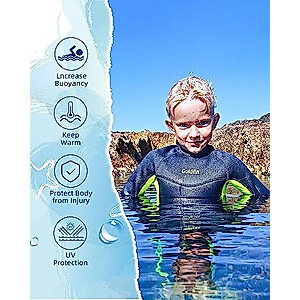Goldfin Kids Wetsuit for Boys Girls, 3mm Neoprene Fullsuit for Toddler Back Zip Youth Water Aerobics Diving Boating Snorkeling Surfing Swimming