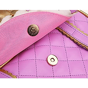 Gazigo Children Princess Waterproof PU Backpack for Elementary School Girls (Large:16.1 x 11.8 x 5.9 inch, Purple Backpack + Handbag)