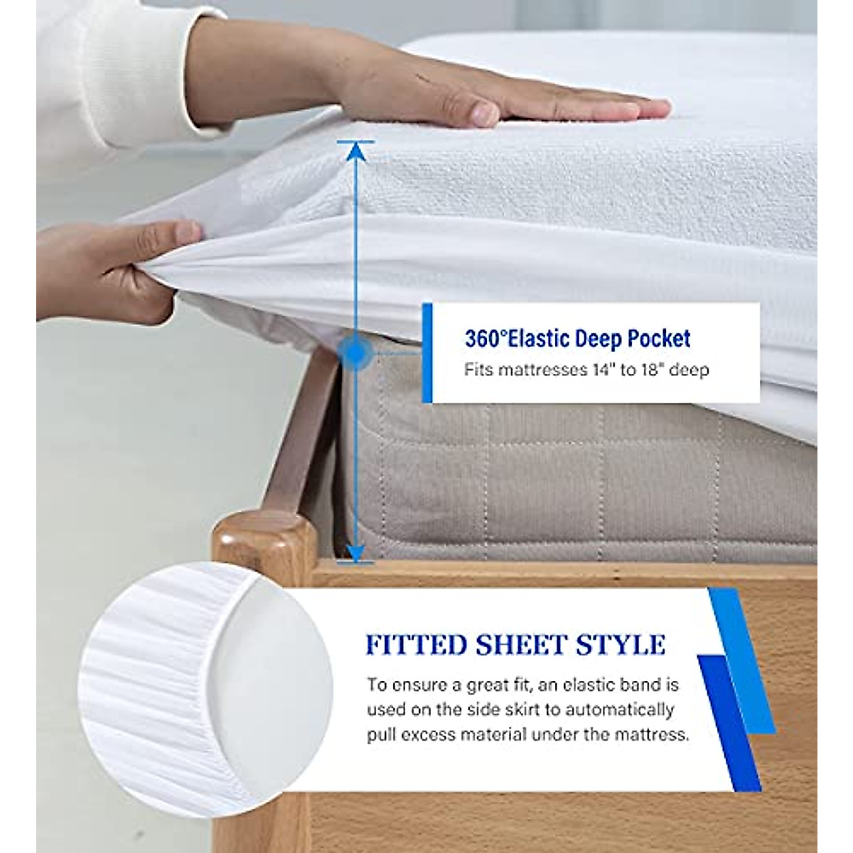 Queen Mattress Protector Noiseless,Mattressprotector Queen,Waterproof Mattress Cover Soft Breathable Cotton Terry for Pets Kids Adults 60" x 80"