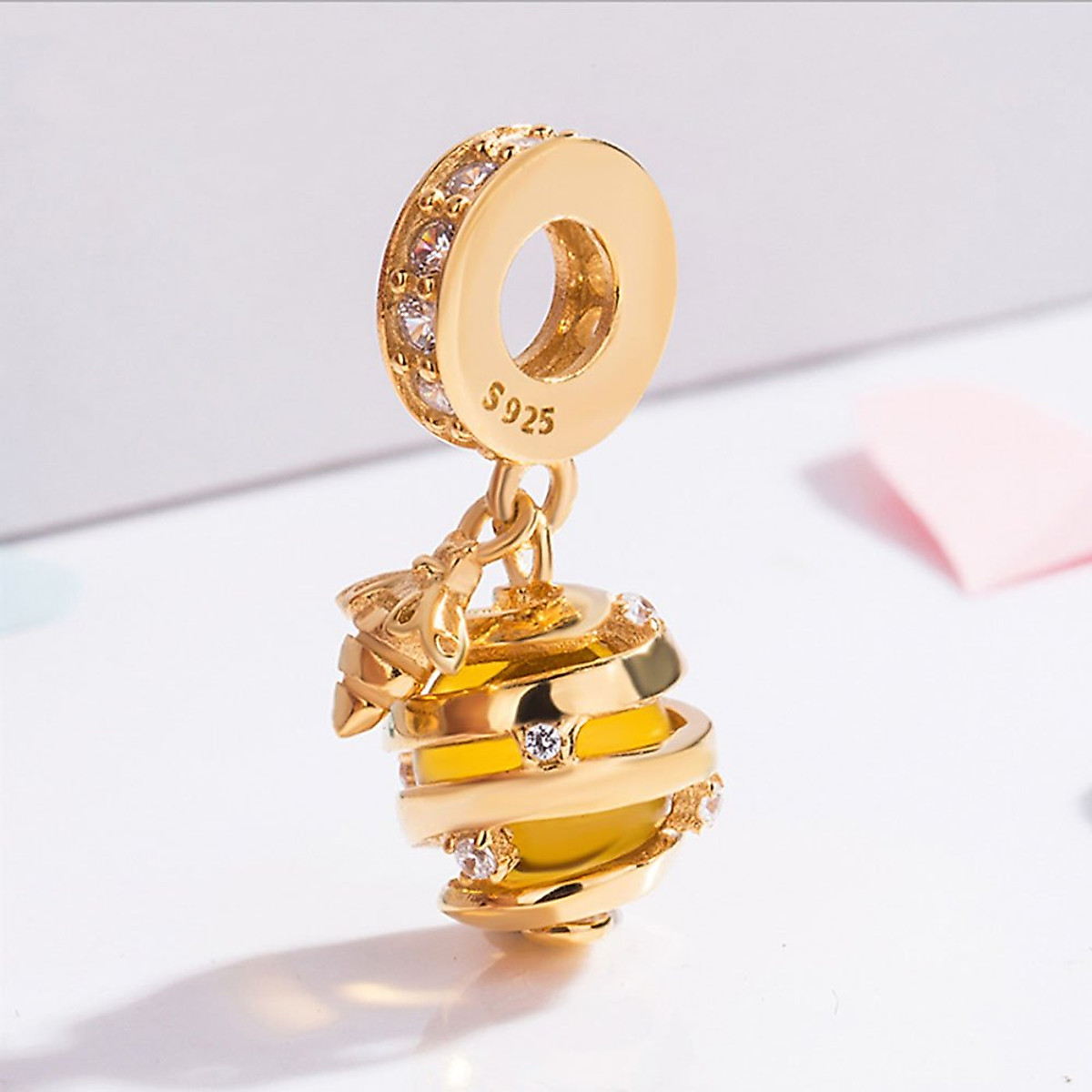 Queen Bee Charm 925 Sterling Silver Animal Charm Lucky Charm Birthday Charm for Pandora Charm Bracelet (A)