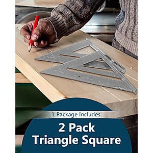 Rafter Square 2 Packs 7 Inch Carpentry Tools Aluminum Alloy Die-Casting Carpenter Square