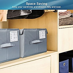 2 Pack Drawer Organizers for Clothes - Wardrobe Closet Organizer and Storage with Transparent Lids for Jeans Pants Dresses Sweaters Shirts, Stackable Large Size Fabric Organization Bins - 9 Grids Grey