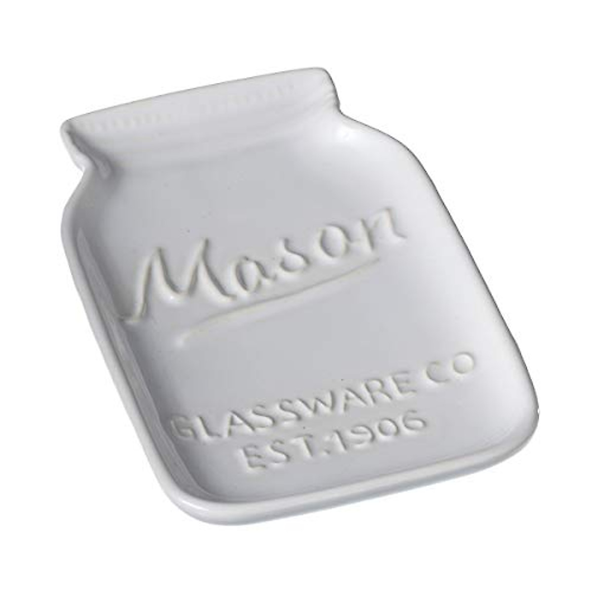 Midwest CBK White Ceramic Mason Jar Trinket Dish, 5.87-inch Lenght