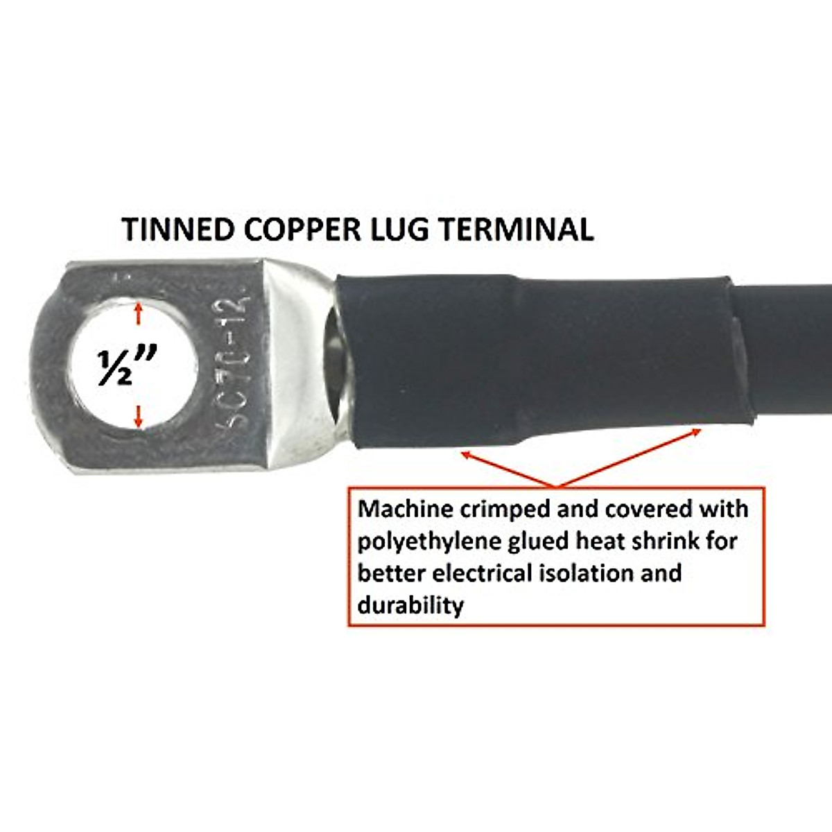 200 Amp Welding Leads Assembly Set - Terminal Lug Connector - #2 AWG Cable (25 FEET Each Lead)