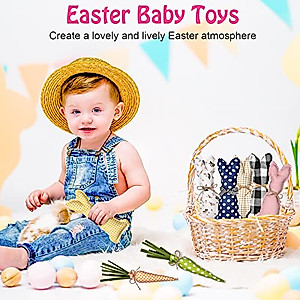 12 Pieces Stuffed Fabric Bunnies Easter Table Top Rustic Farmhouse Decor Plush Carrot Bunny Decor Rabbit Decor Tall Vase Filler Decor for Desk Counter Tiered Tray Wedding Home Exquisite Soft Craft