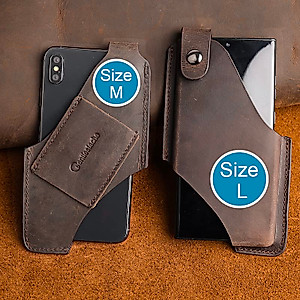 Gentlestache Leather Phone Holster, Phone Holder for Belt Loop, Cell Phone Cases, Leather Belt Pouch with Magnetic Button Darkbrown