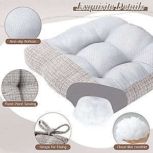 Fumete 4 Pack of Rocking Chair Cushion Set, 2 Rocking Chair Seat Cushions and 2 Back Cushions with Ties, Washable Rocker Chair Pads for Indoor, Outdoor, Living, Dining Room, Office, Nursery Use, Gray