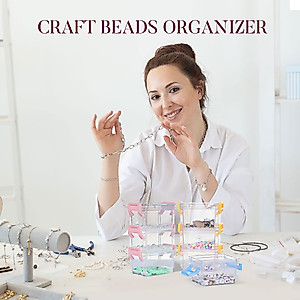 ISKYBOB 6 Packs Small Storage Bins with Lids, Mini Stackable Plastic Storage Containers Colorful Bead Organizer Latch Box Small Containers for Organizing Craft, Small Items, Green+Pink