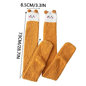 Women's Animal Knee Length Coral Wool Thickened Warm Half Plush Home Stockings Strap Dildo
