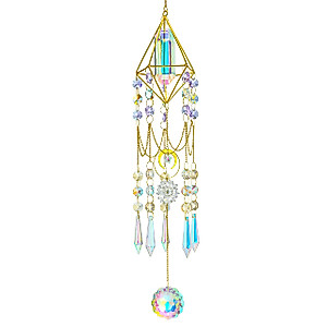 H&D HYALINE & DORA Crystal Prisms Suncatcher Window Hanging Pendant Glass Prisms Decor Wind Chime Rainbow Sun Catcher for Home Garden Porch