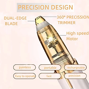 Colordiary Women's Electric Eyebrow Hair Remover, LED Light, Stainless Steel Blade, Rechargeable, Anti-Allergenic, Multi-Functional, Clean Skin, No Pulling