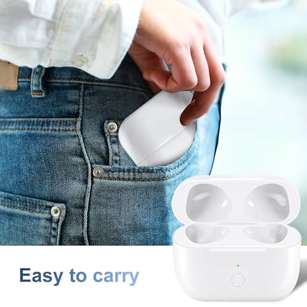 Wireless Charging Case Compatible with AirPods 3rd Generation Charging Case Replacement Charger Case Cover Compatible with Air Pods 3 Gen with Bluetooth Pairing Sync Button Quick-Pairing Button HCW