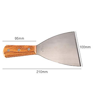 Super Leader 3 Piece Metal Spatula Set Stainless Steel with Wood Handle for BBQ Flat Top Grill, Pancake Flipper/Griddle Scraper/Hamburger Turner,Griddle Accessories