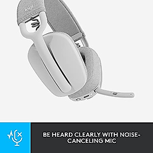 Logitech Zone Vibe 100 Lightweight Wireless Over Ear Headphones with Noise Canceling Microphone, Advanced Multipoint Bluetooth Headset, Works with Teams, Google Meet, Zoom, Mac/PC - Off White