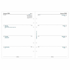 Filofax A5 week on two pages English 2024 diary, White