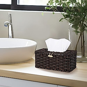 GRANNY SAYS Tissue Box Cover Rectangular, Tissue Box Holder, Waterproof Tissue Holders for Bathroom, Tissue Cover Box with Bottom, Decorative Facial Tissues Cube Box, Brown