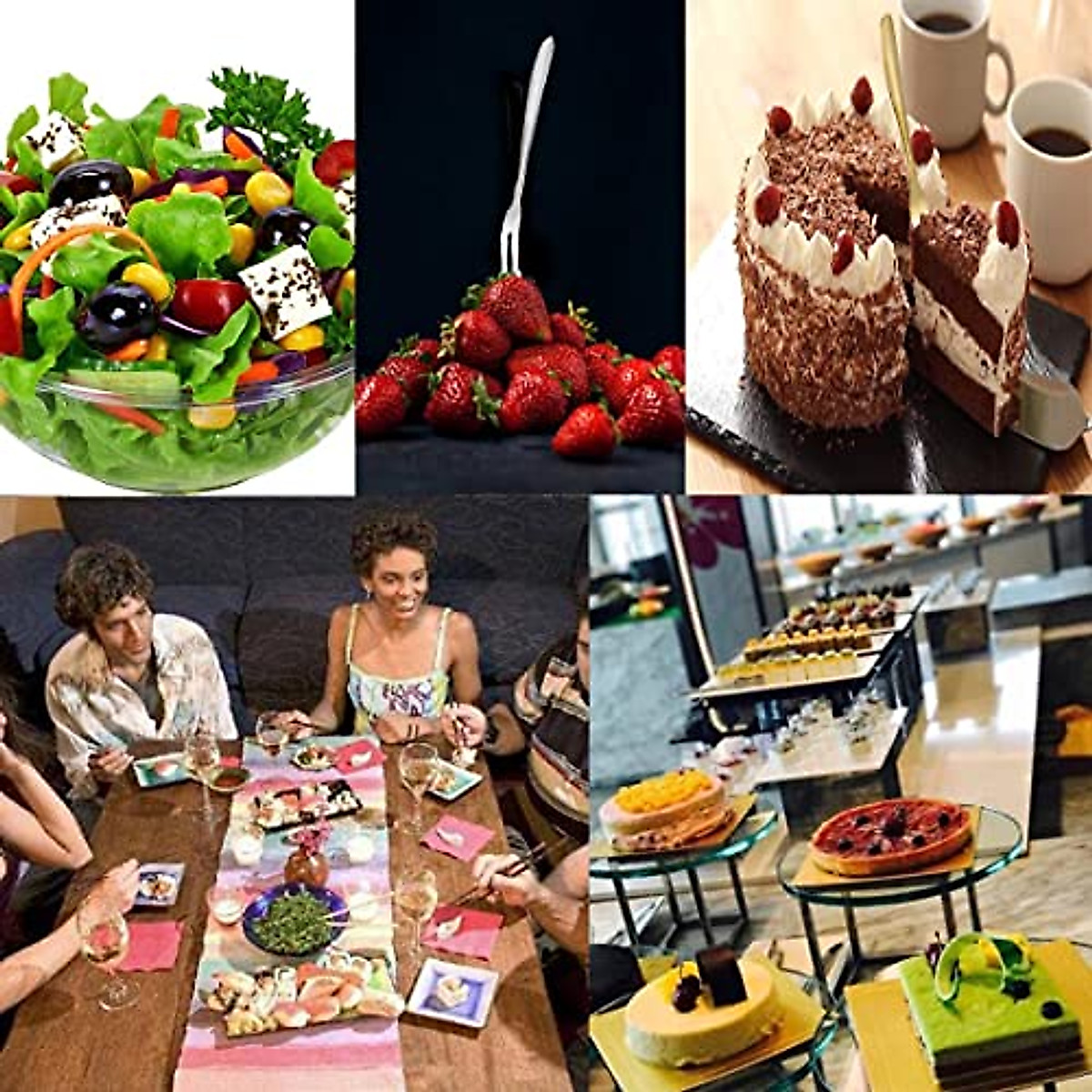 50PCS Stainless Steel Two-tine Fork Tasting Appetizer Forks Portable Cocktail Salad Fruit Forks for Eating Cakes Fruits Salads Used in Weddings Festivals Birthdays Housewarming