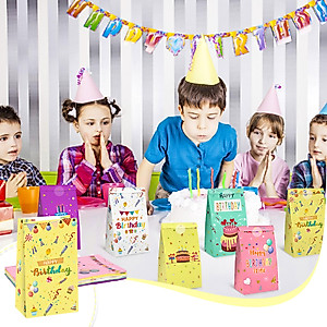 JOHOUSE 54PCS Birthday Party Favor Bags, Happy Birthday Goodie Bags Gift Bags Treat Bags for Kids Birthday Party 6 Designs
