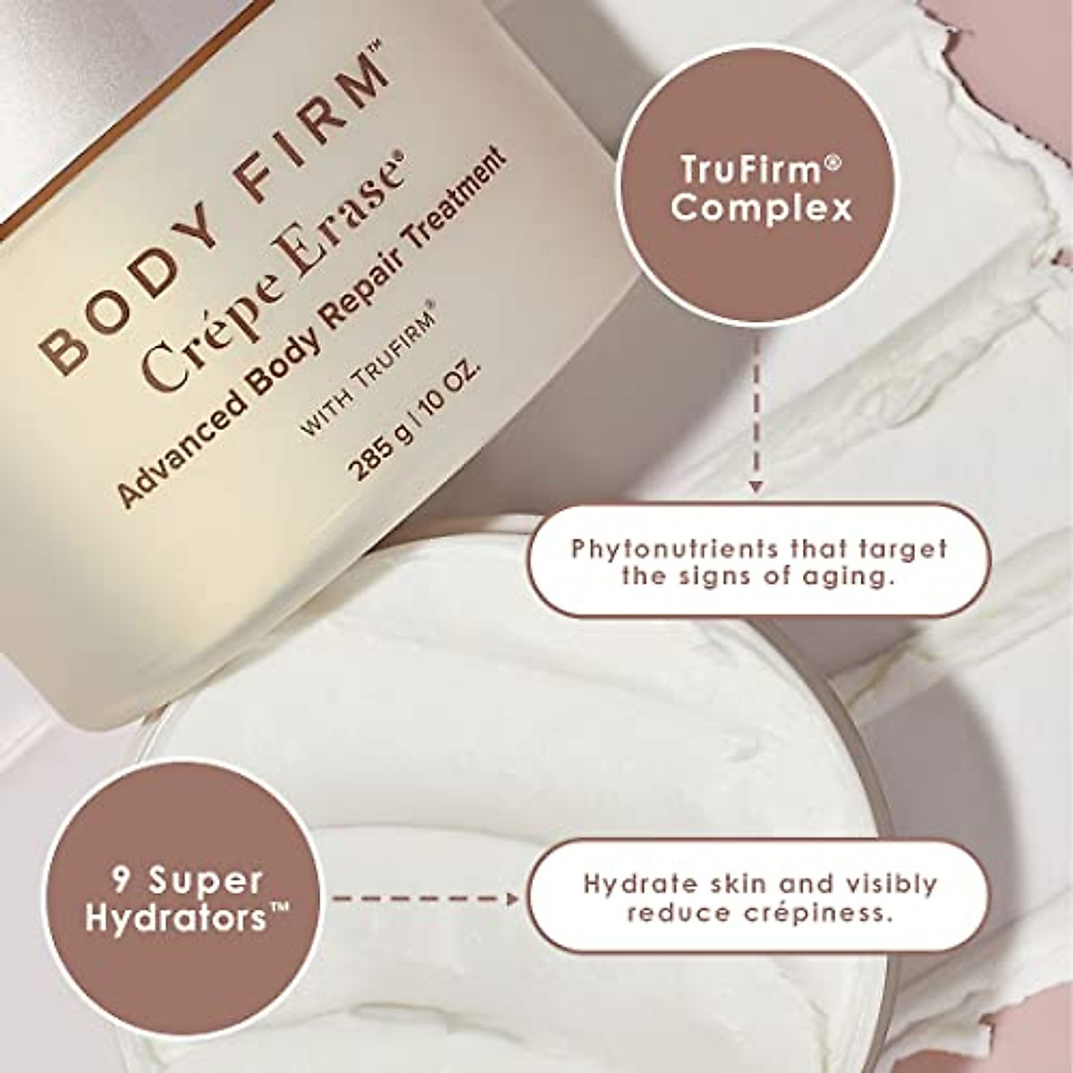 Crépe Erase Advanced Body Repair Treatment | Anti Aging Wrinkle Cream for Face and Body, Support Skins Natural Elastin & Collagen Production - 10oz (Fragrance Free)