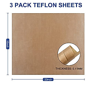 CAREGY 3 Pack PTFE Teflon Sheet for Heat Press Non Stick Transfer Sheet 16 x 20" Heat Transfer Paper Reusable Heat Resistant Craft Mat